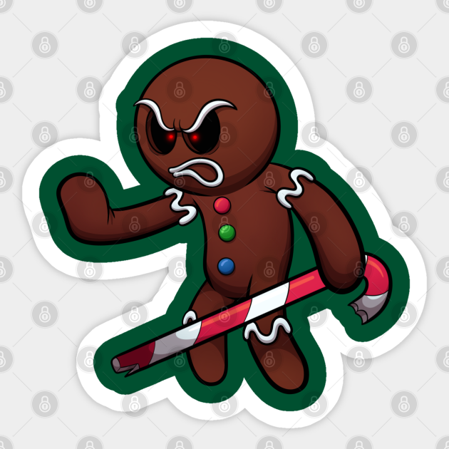 Evil Gingerbread Man Ready For Battle - Evil Gingerbread Man Ready For Battle - Sticker | TeePublic